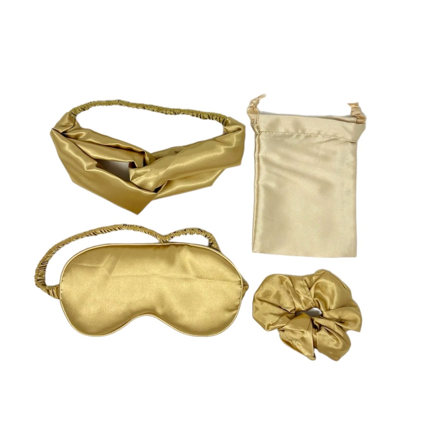 Gold Silky Satin Sleep Eye Mask Set