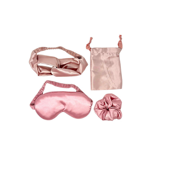 Pink Silky Satin Sleep Eye Mask Set