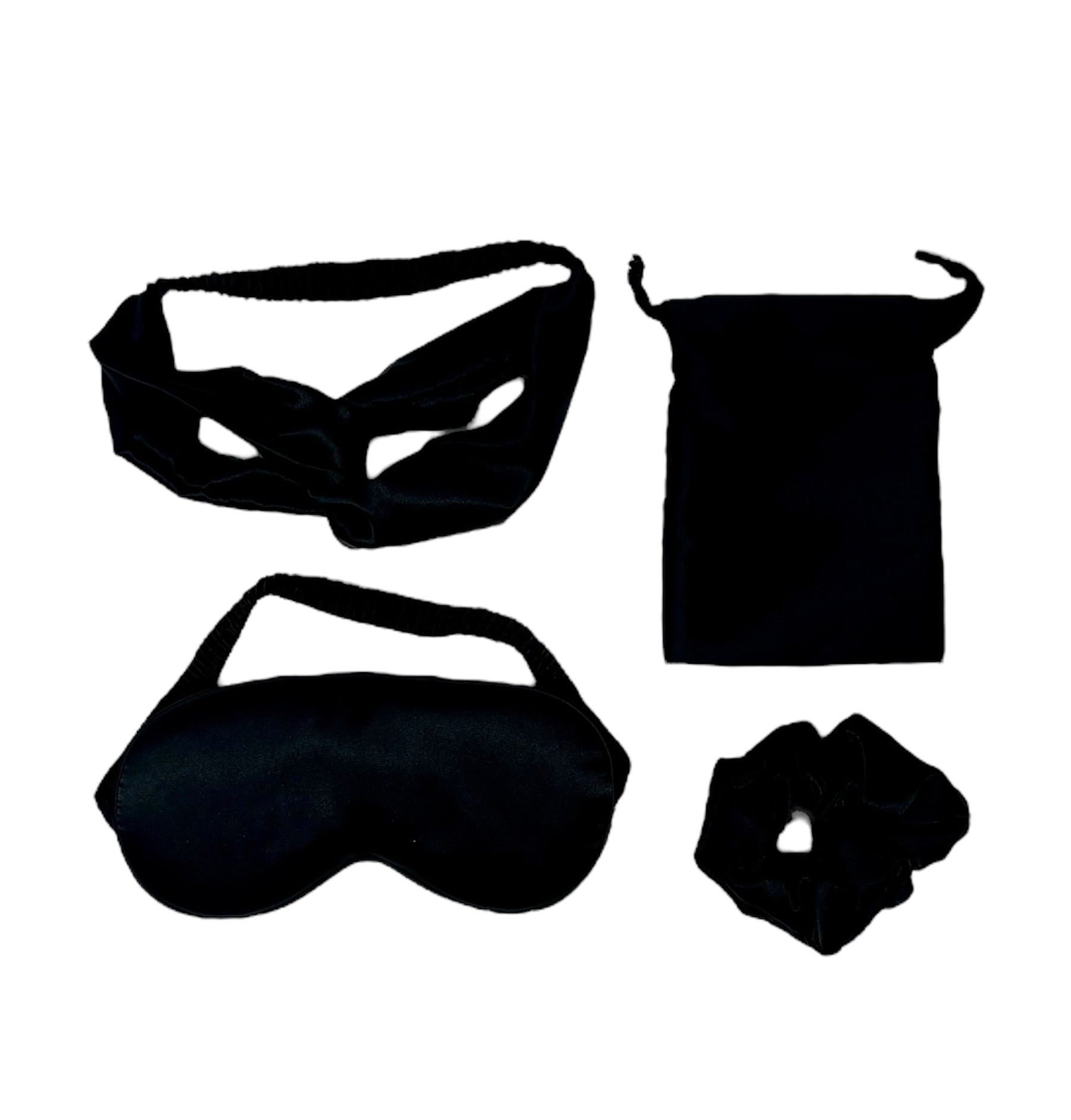Black Silky Satin Sleep Eye Mask Set